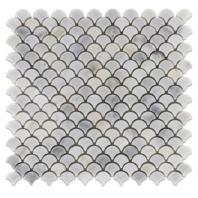 Oriental White Marble Stone Fan Mosaics - XIAMEN HIBO STONE supplier