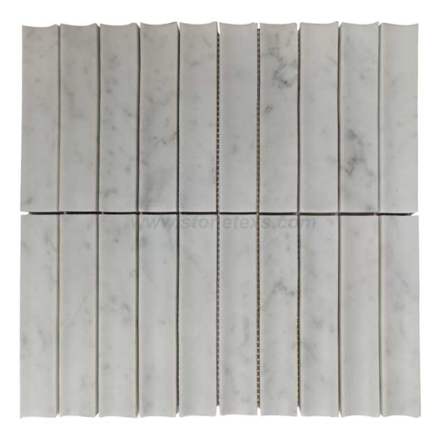 Bianco Carrara Marble Honed Concave Mosaic Tile - XIAMEN HIBO STONE ...